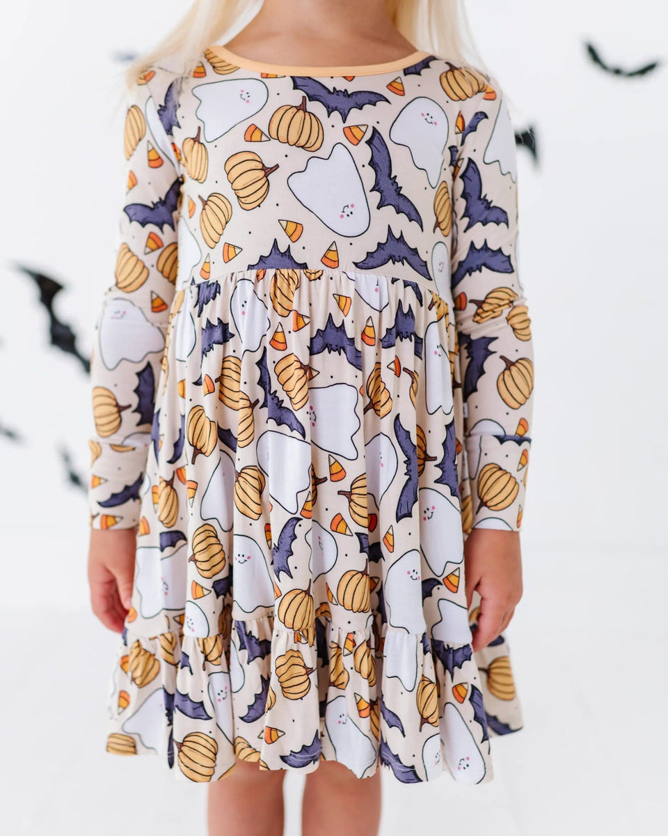 Hide and Ghost Seek Long Sleeve Dress & Shorts Set