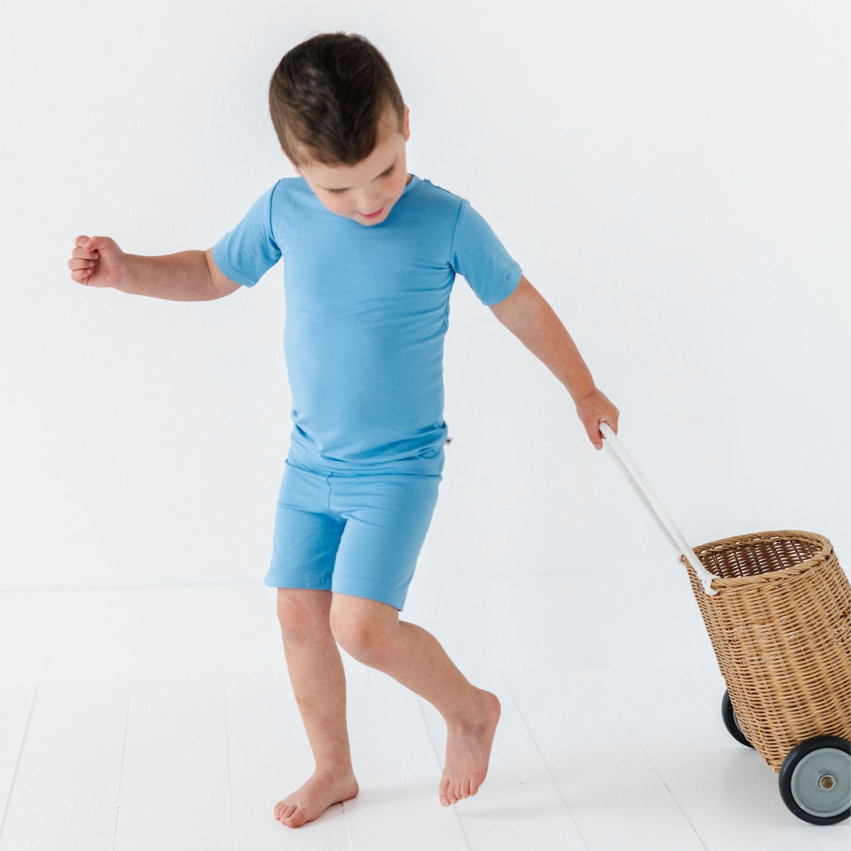 Baby Blue Two-Piece Pajama Shorts Set