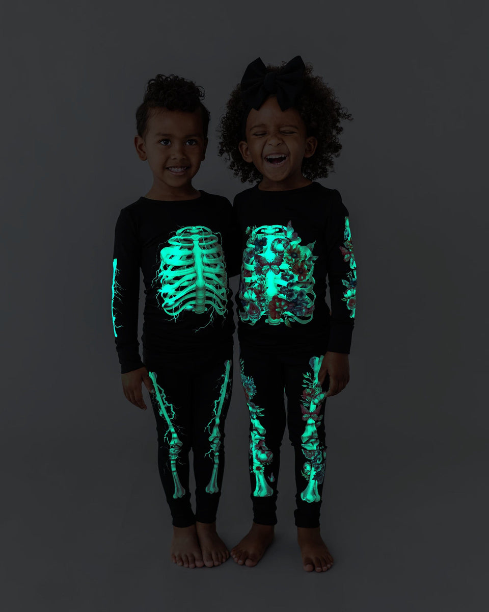 Electric Skeleton Glow in the Dark Two-Piece Button Set