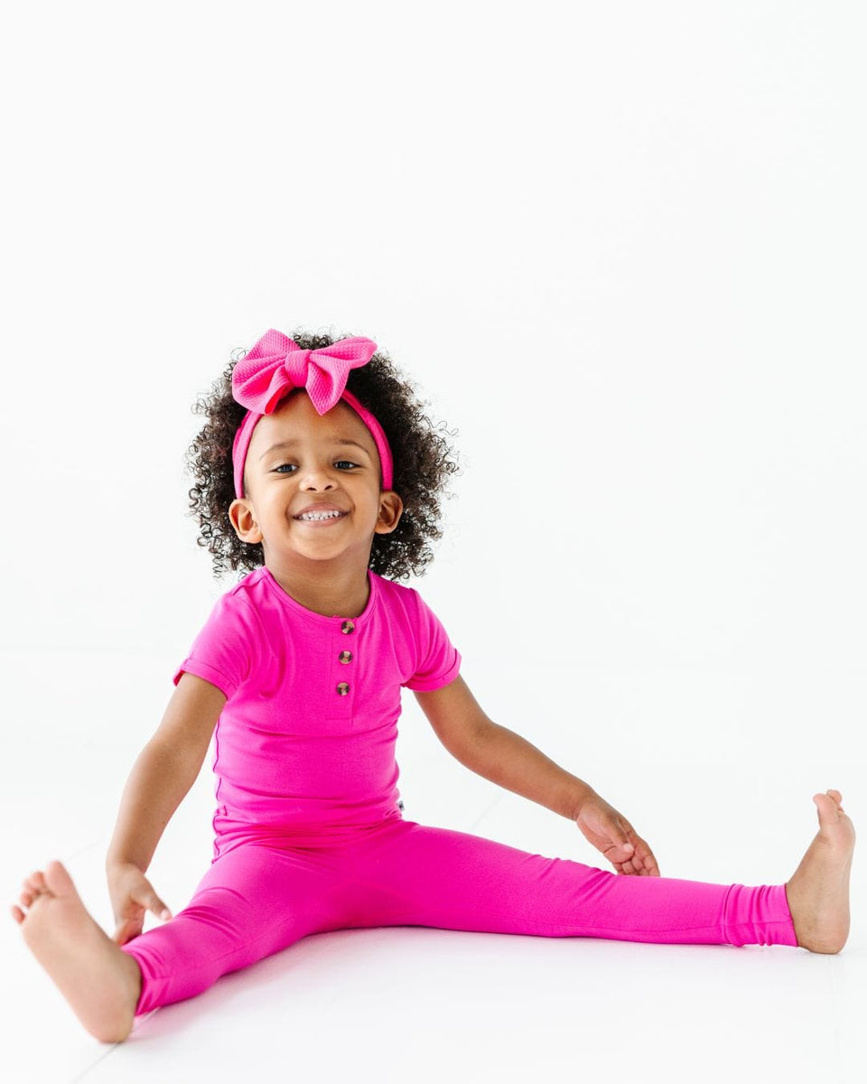 Flamingo Pink Short Sleeve Two-Piece Button Set