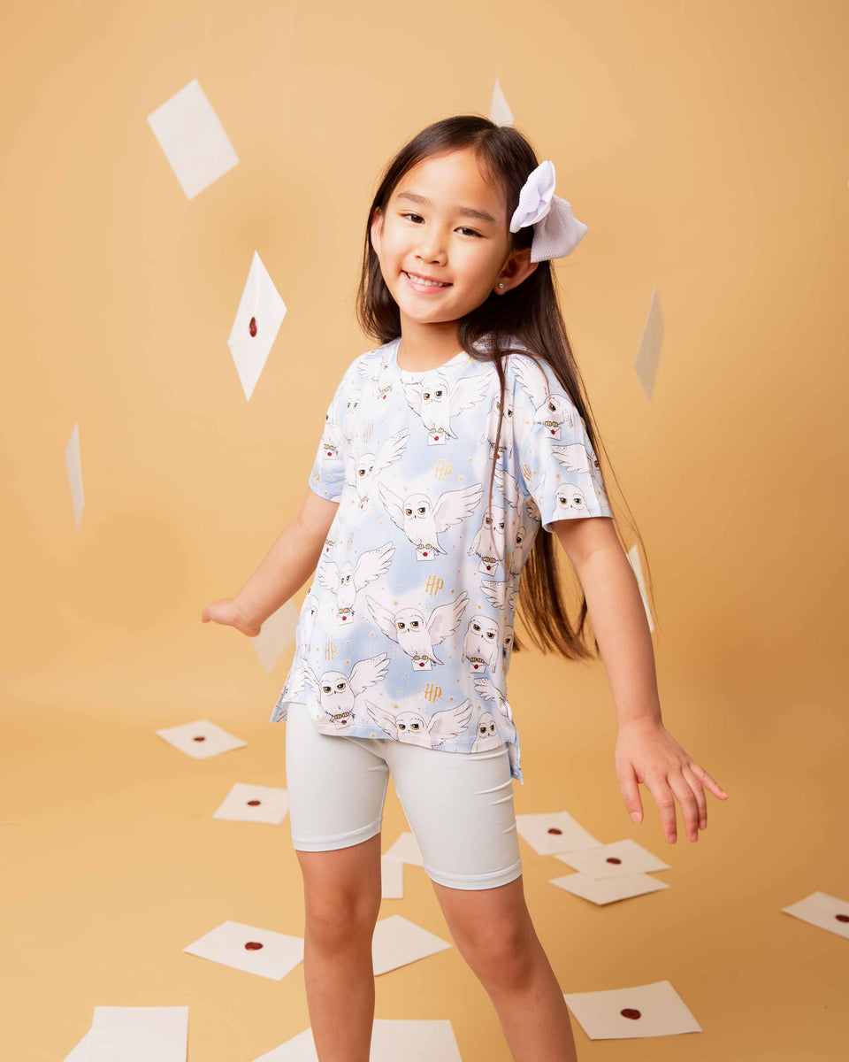Harry Potter™ Hedwig's Sky Mail Girls Oversized T-Shirt & Biker Shorts