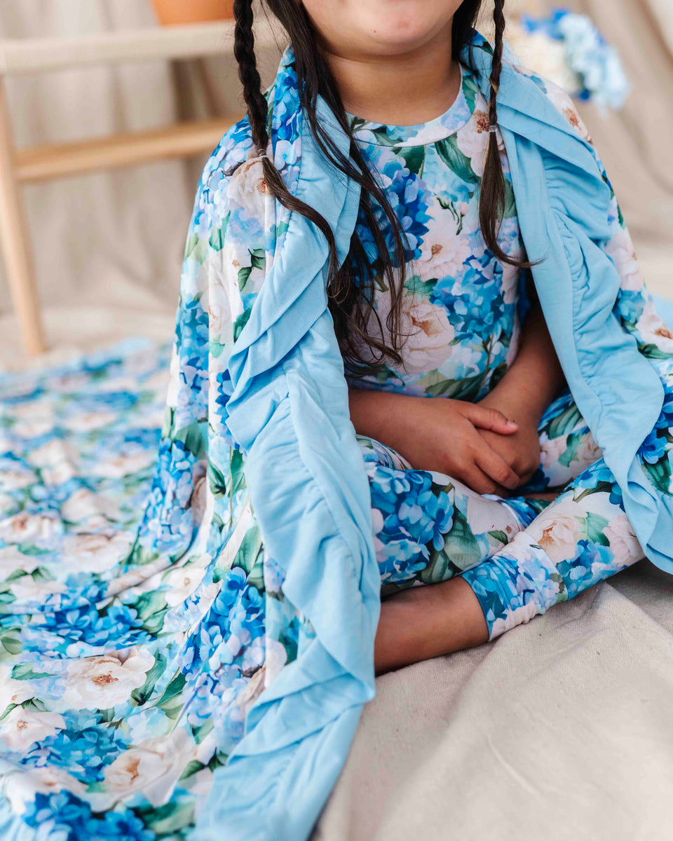 Once in a Blue Bloom Ruffle Bum Bum Blanket