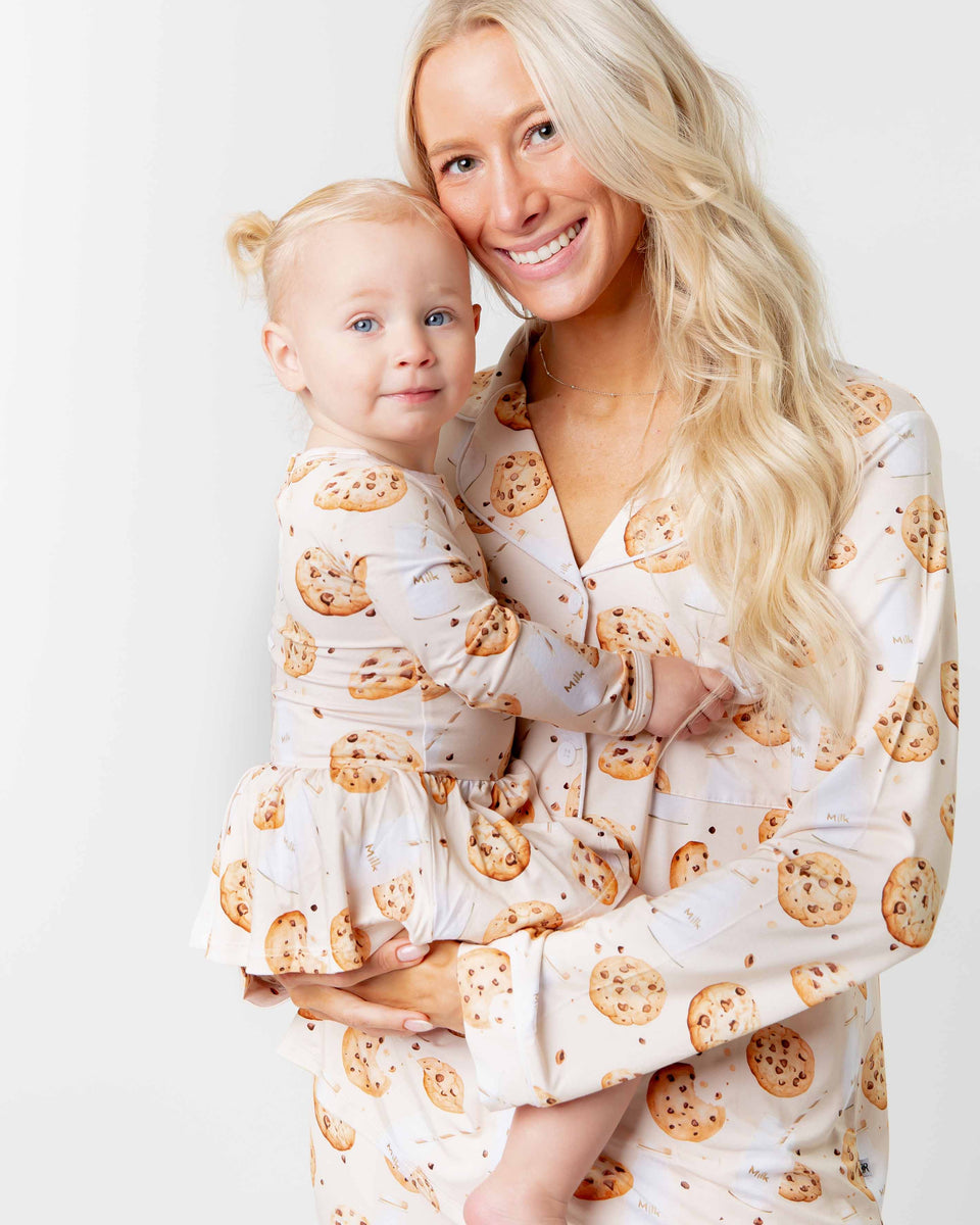 One Smart Cookie Women's Long Sleeve Collar Shirt & Pants Pajama Set