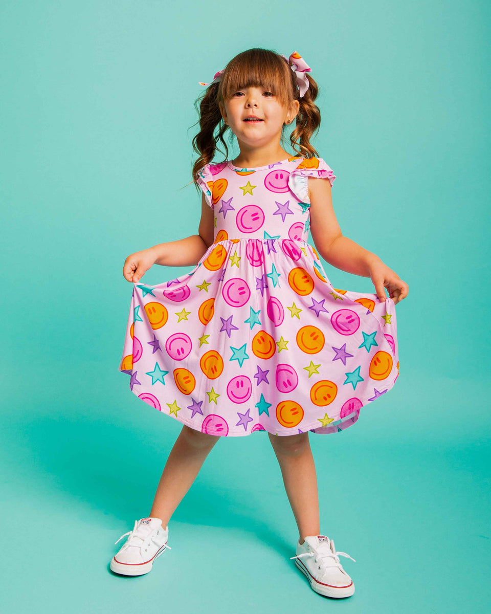 Peachy Power Cap Sleeve Dress & Shorts Set