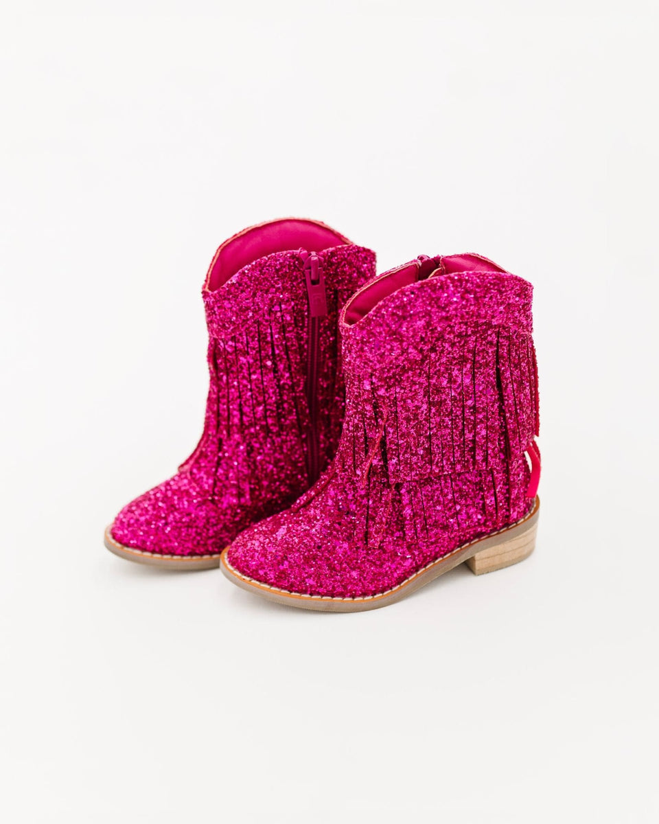 Hot Pink Glitter Fringe Western Boot