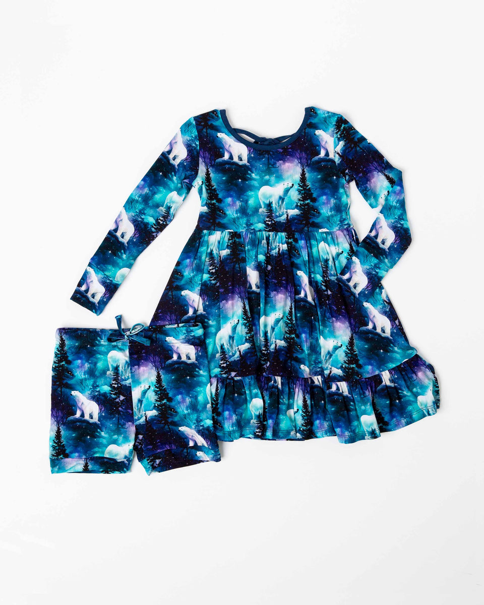Polar Opposites Long Sleeve Dress & Shorts Set