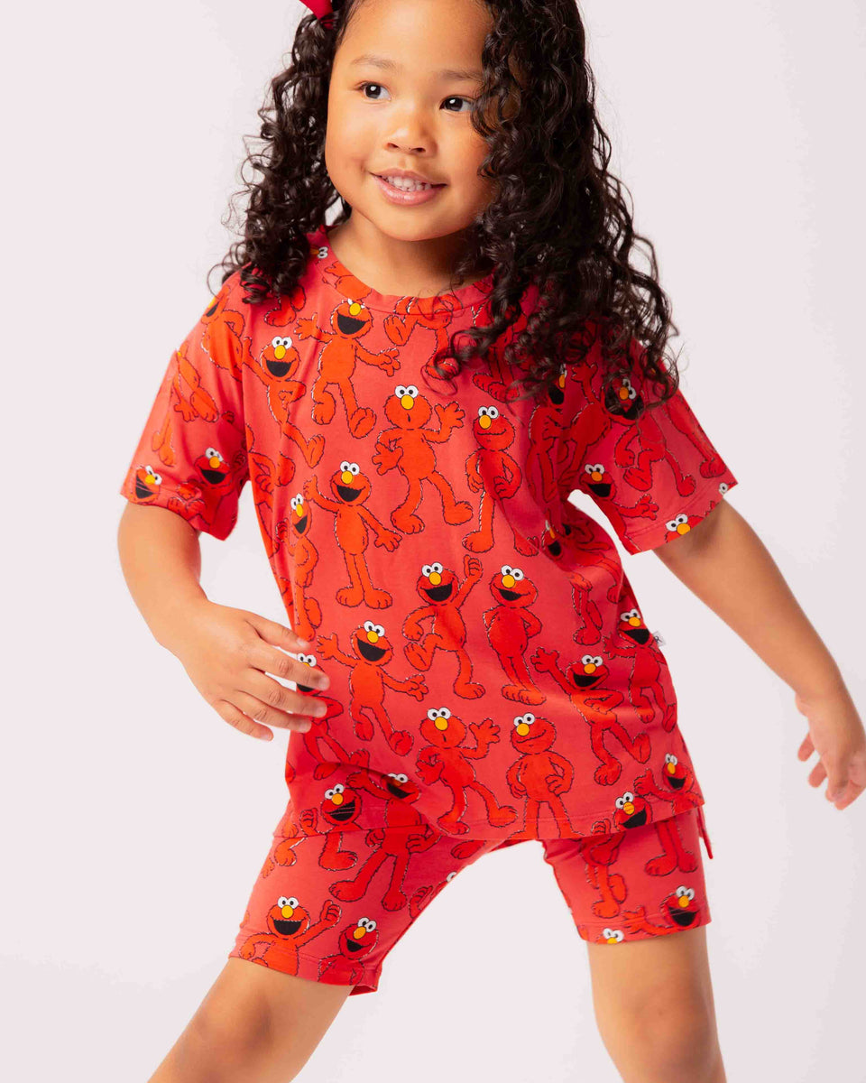 Sesame Street™ E is for Elmo Girls Oversized T-Shirt & Biker Shorts Se