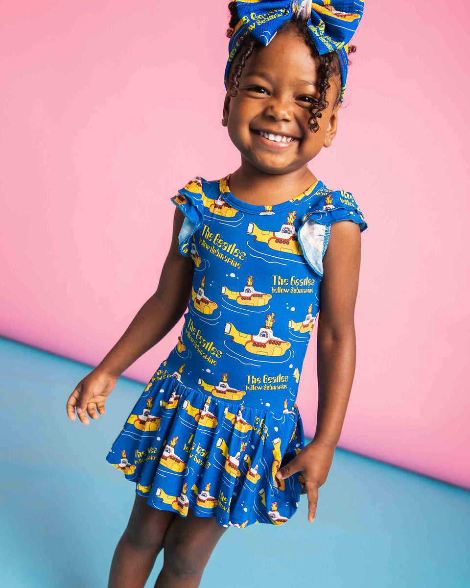 Yellow Submarine™ Cap Sleeve Ruffle Dress